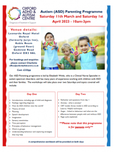 Upcoming ASD Parenting Programme - Oxford ADHD Centre